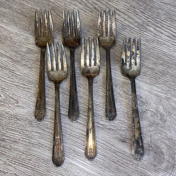 Moderne | Dining | Set Of 6 Moderne Sectional Silver Plate Salad Forks ...